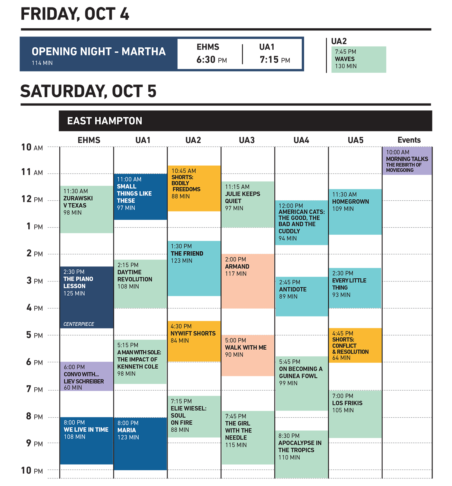 HIFF32: Daily Schedule - Hamptons International Film Festival